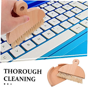 TOKIDNY 1 Set Dustpan Brush Crevice Cleaning Tools Brush Dustpan Window Gaps Broom Mini Hand Broom and Dustpan Mustache Hand Broom Cat Litter Cleaning Broom Keyboard Broom Car White Wooden