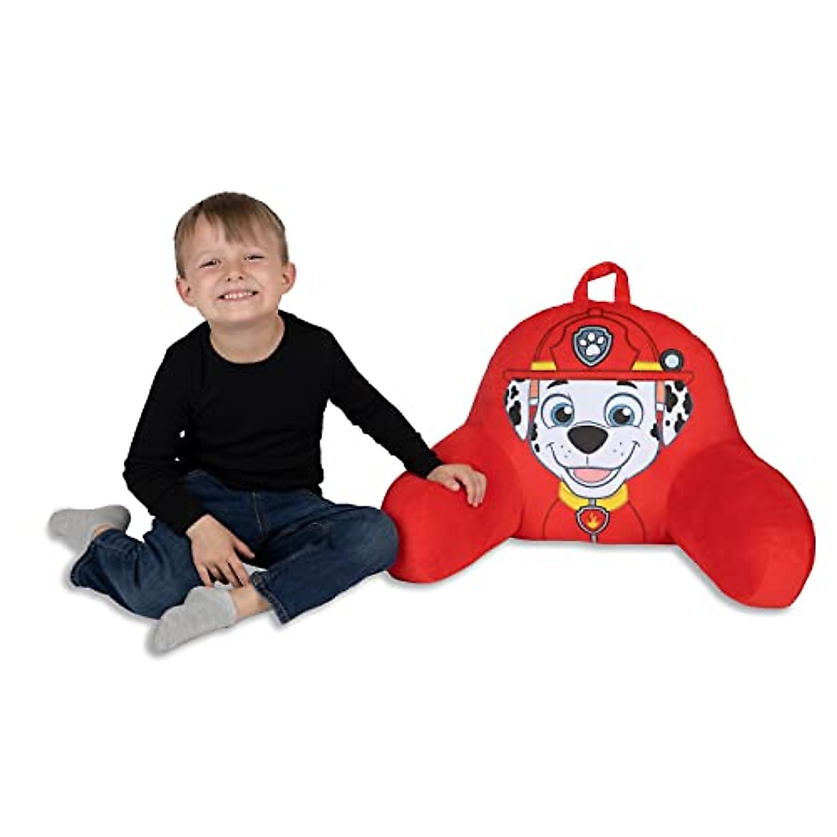 Paw Patrol Marshall Kids Back Resting Pillow for Reading and Watching TV – Bed Rest Pillow with Arms to Lounge with Comfortable Back Support – Great for The Bed or Couch