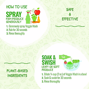 Veggie Wash Organic Fruit and Vegetable Wash, Certified Organic, Ideal for Cleaning Produce, 16 Fluid Ounce, Pack of 3