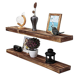 AGAOTIAN Solid Wood Floating Shelves for Wall 36 inch Modern Rustic Wooden Shelf Set of 2 for Bedroom Bathroom Family Room Kitchen