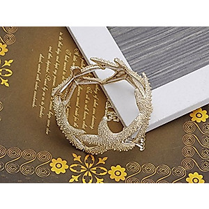 Alilang Womens Shiny Textured Starfish Stretch Bangle Cuff Statement Bracelet, Gold