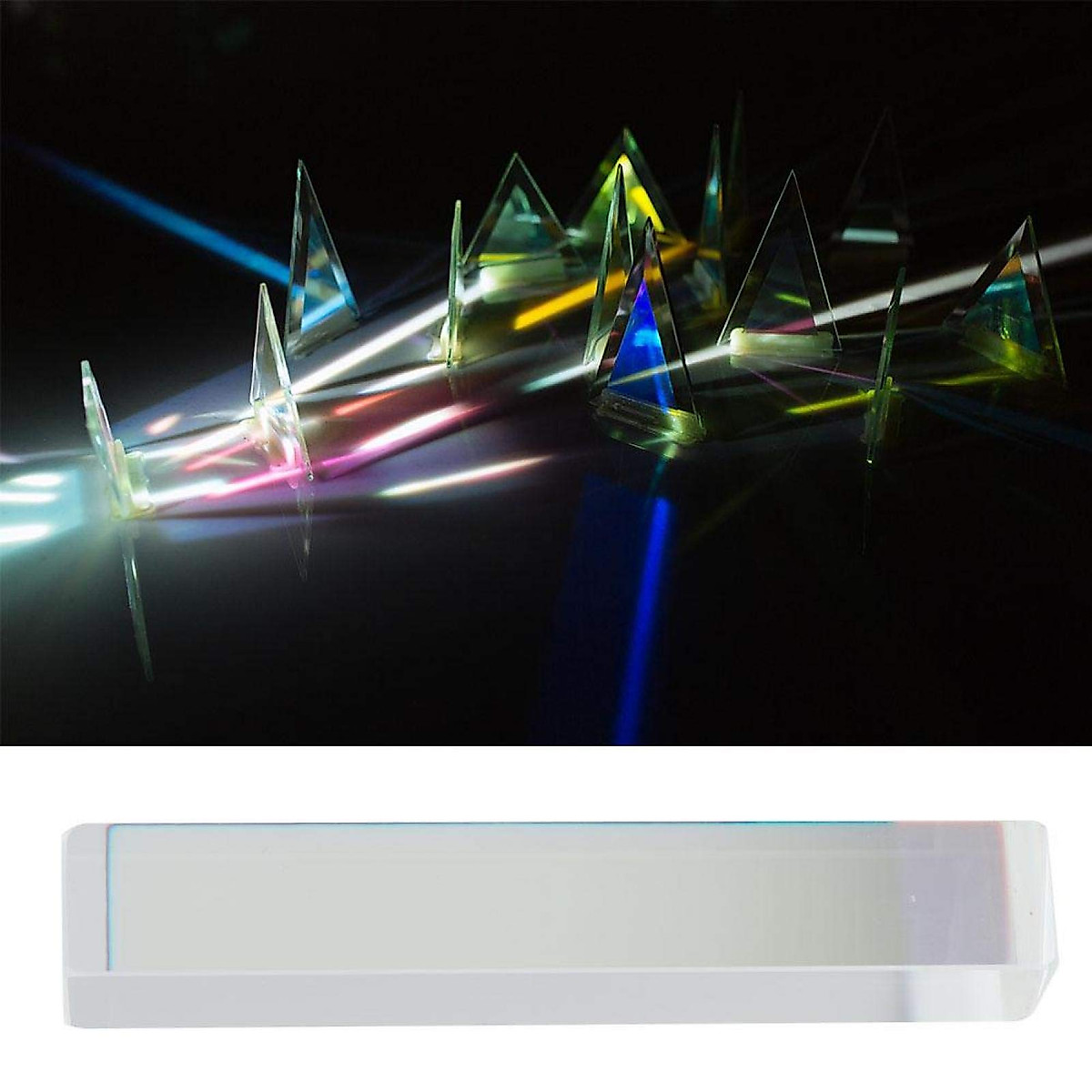 Optical Glass Prism, K9 Optical Glass Triangle Prism Right Angle Prism for Physics Teaching Tools(15x15x87mm)