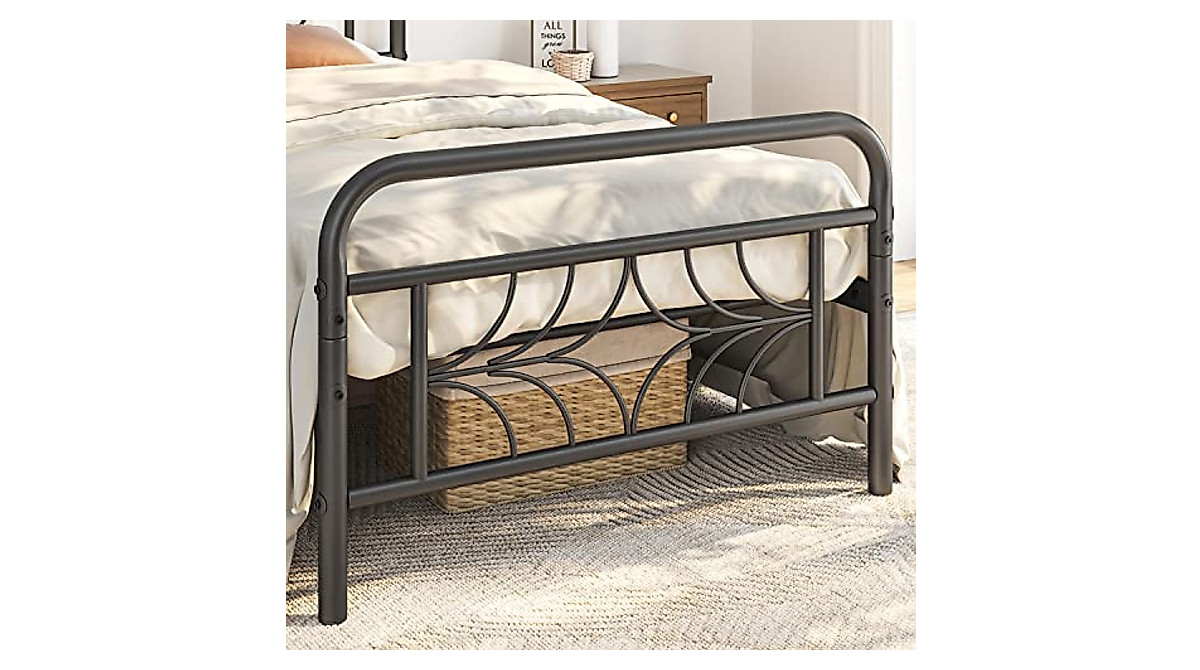 Modern Twin Size Metal Bed Frame with Star Design and Storage