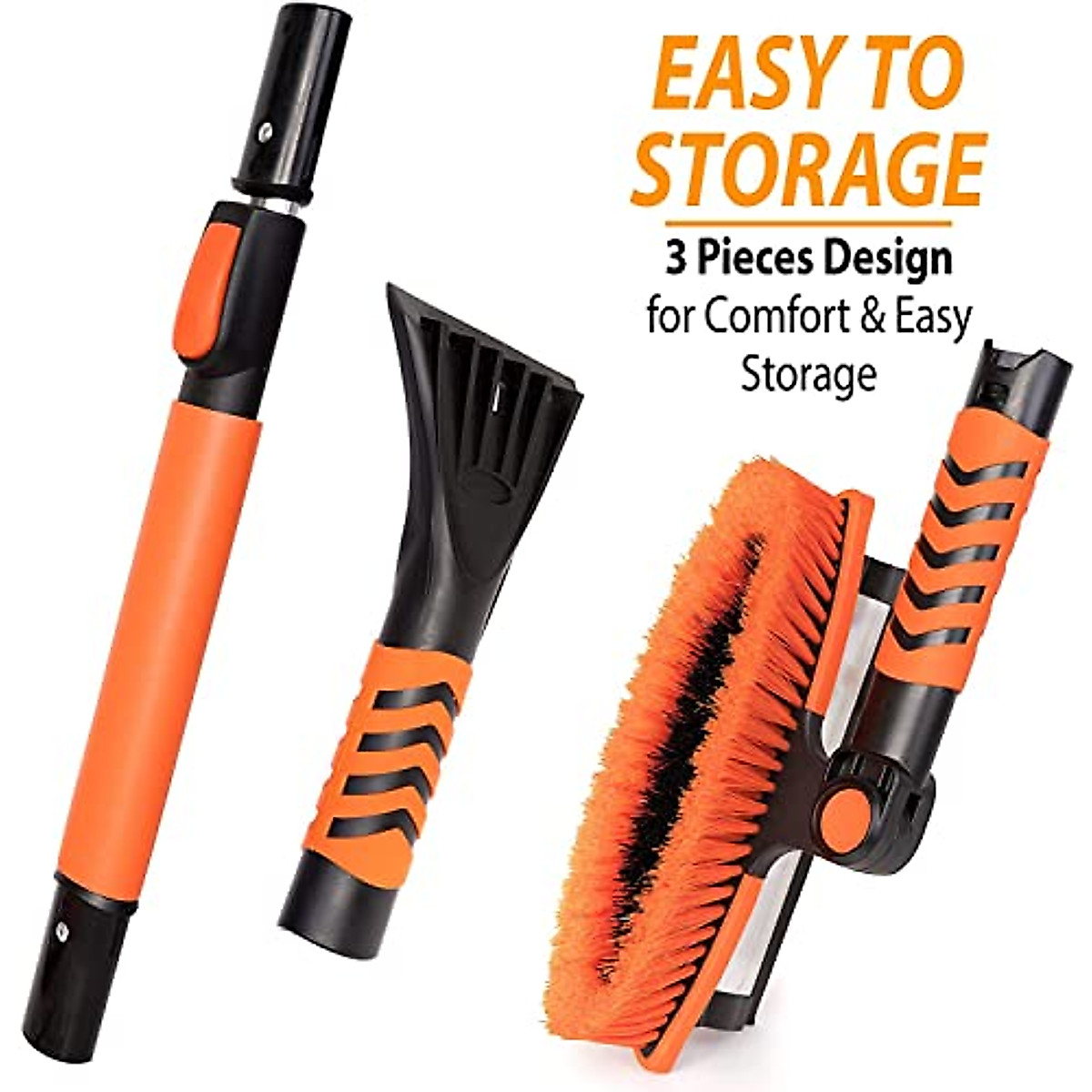 Zone Tech 35” Extendable Ice Scraper and Extendable Brush 360° Snow Brush Head for Car Windshield Flexible Arm Ice Scraper Scratch Free Removal Tool Snow Removal Compact Extreme Durable Auto Truck SUV