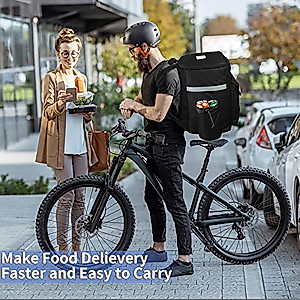 Thermal Food Delivery Backpack with Cup Holders, Insulated Pizza Delivery Backpacks, Mesh Pocket and Receipt Window, Leak-Proof Reusable Cooler for Bicycle Transport, Ubers, Doordash, Postmates
