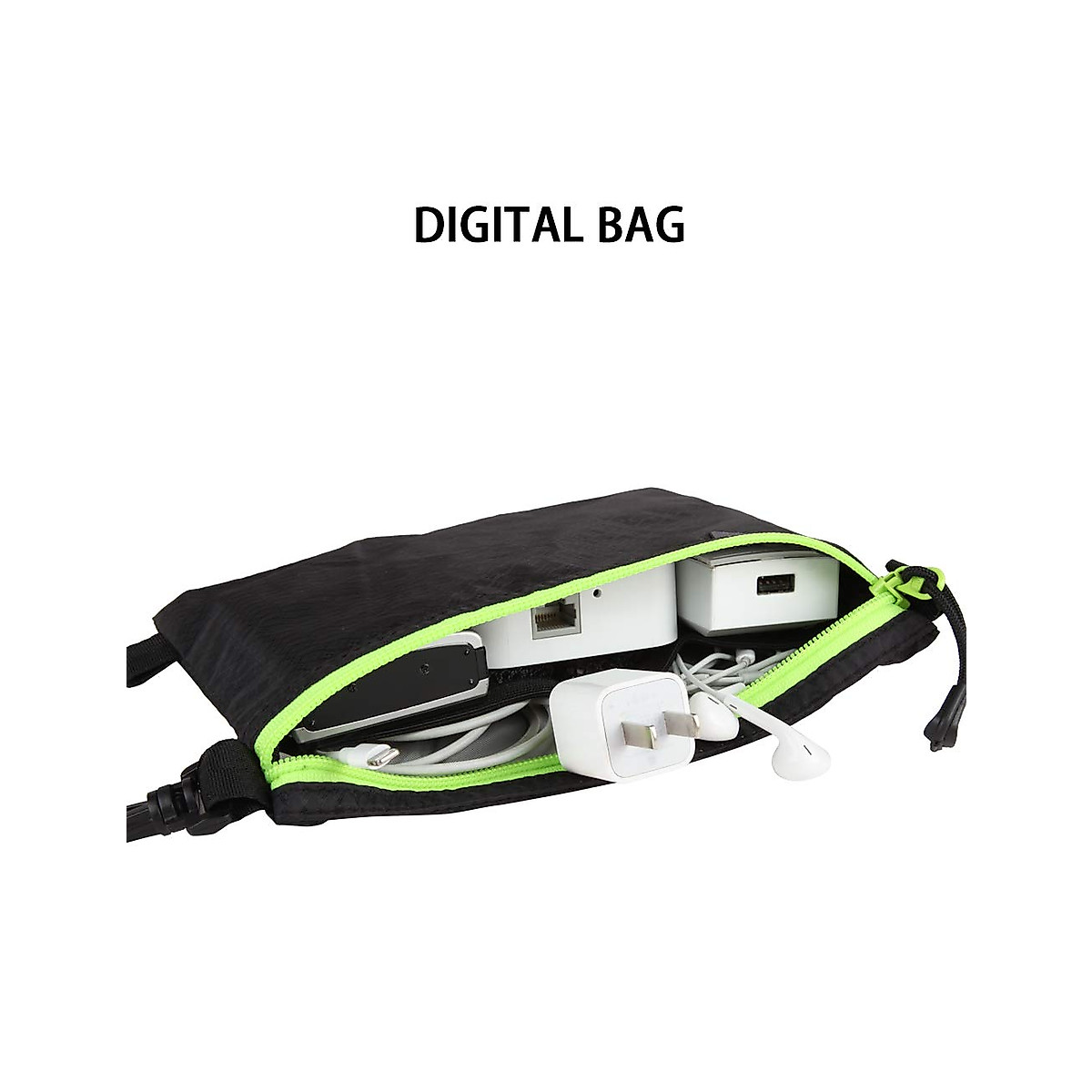 GOX Ultra Light Carry On Zipper Pouch Toiletry Bag Packing Sack Makeup Bag Digital bag (Black)