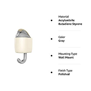 Jkhome Peek-A-Boo Cat Key Hooks for Wall Hanging Decorations Without Drilling (Grey)