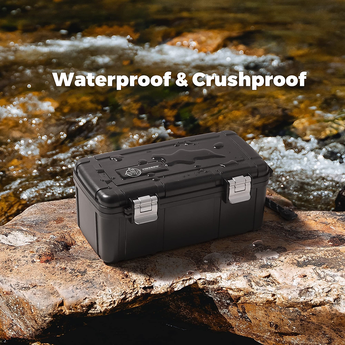 CINOROW Travel Cigar Humidor Case for 10-15 Cigars with Lighter and Cutter, Hygrometer and Humidifier, Spanish Cedar Sheet, Portable Waterproof Cigar Carrying Case, Gift for Men