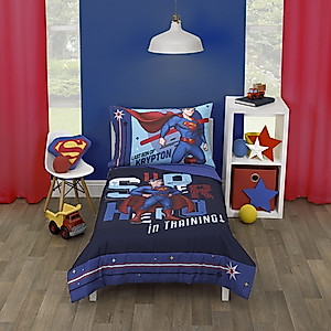 Warner Brothers Superman Blue, Red, and Yellow Icon Plush Decorative Toddler Pillow