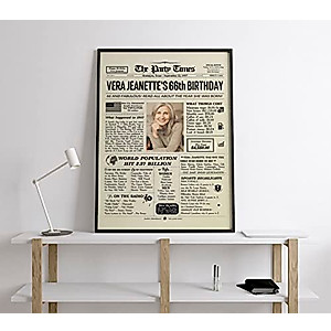 TRIDECOR Personalized 66th Birthday Party Decorations for Kids, Girls, Boys, Back To 1956 Poster Gifts, Gift for Dad, Mom, Him, 24 x 36 Inch