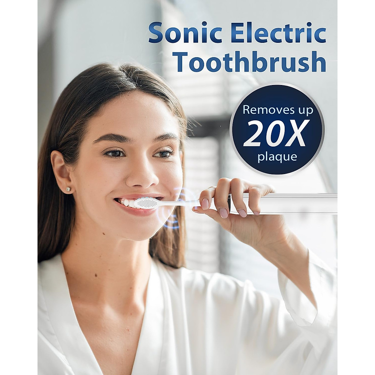 ORAL MASTER Electric Toothbrush for Adults, Sonic Rechargeable Toothbrush with 5 Modes and 42,000 VPM, 3 Brush Heads Travel Electric Toothbrush Fast Charge for 30 Days