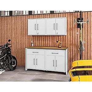 Manhattan Comfort Eiffel 5-Piece Garage Storage Set in White