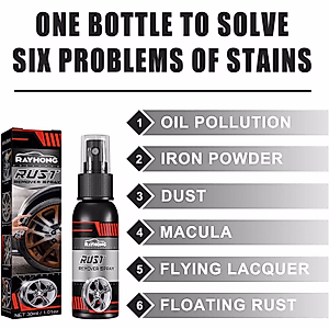 Renhe ingenuity 100ml Rust Remover Spray for Metal,Multifunctional Metal Rust Remover,Car Rust Removal Spray,Water Based Metallic Paint Rust Converter,Iron Powder Remover (2PCS)