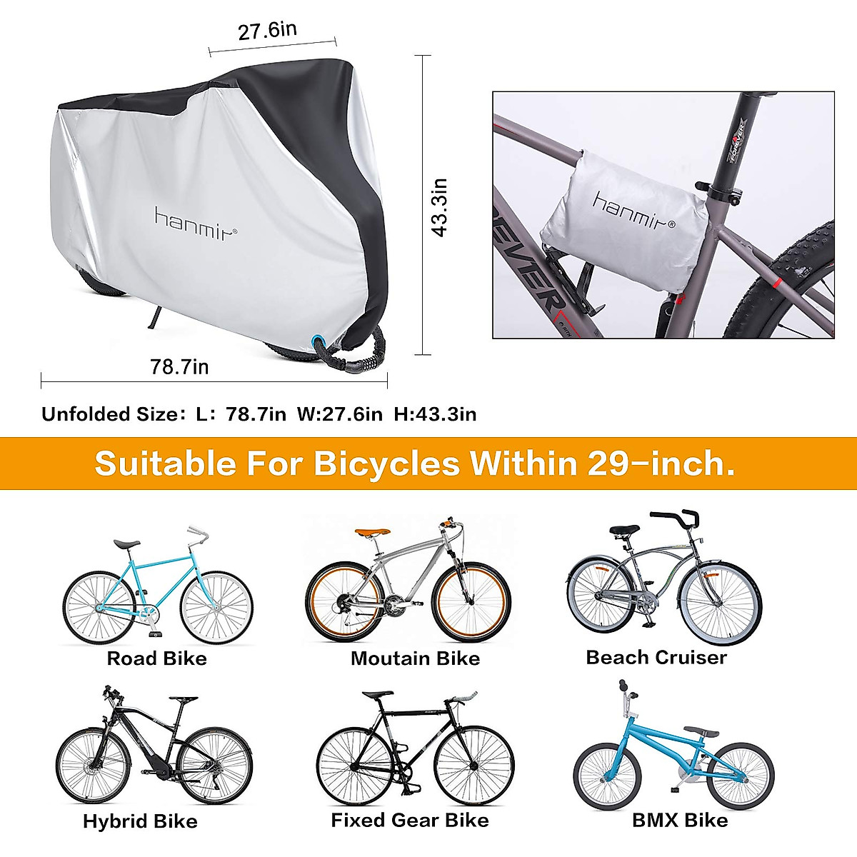 Bike Cover,Waterproof Outdoor Bicycle Cover Anti Dust Rain Snow UV, Bike Rain Cover for Mountain, Road & Heavy Duty Bikes with Lock Holes & Storage Bag