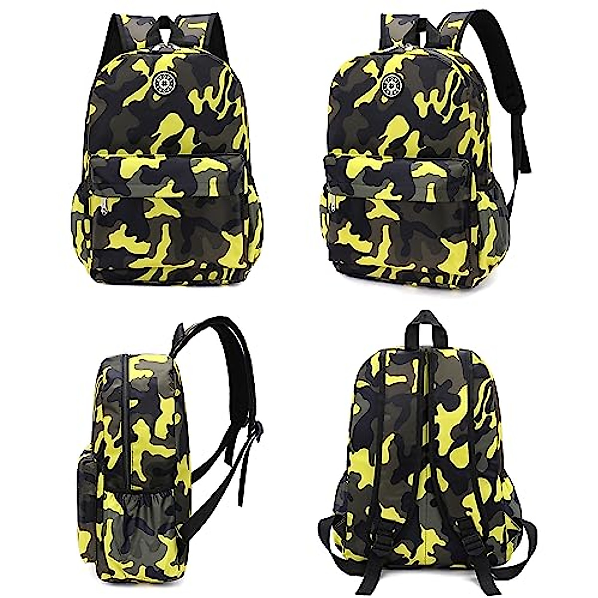 BEFUNIRISE Kids School Backpacks for Boys Girls Elementary Kindergarten Camo School Bags Bookbags for Primary Preschool (Camouflage Yellow, Large)