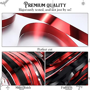 Dimeho Red and Black Fringe Curtain, 2Pcs Foil Fringe Backdrop Curtains 3.3 x 6.6 Feet Red and Black Tinsel Streamers for Graduation Black and Red Birthday Halloween Party Backdrop Decorations