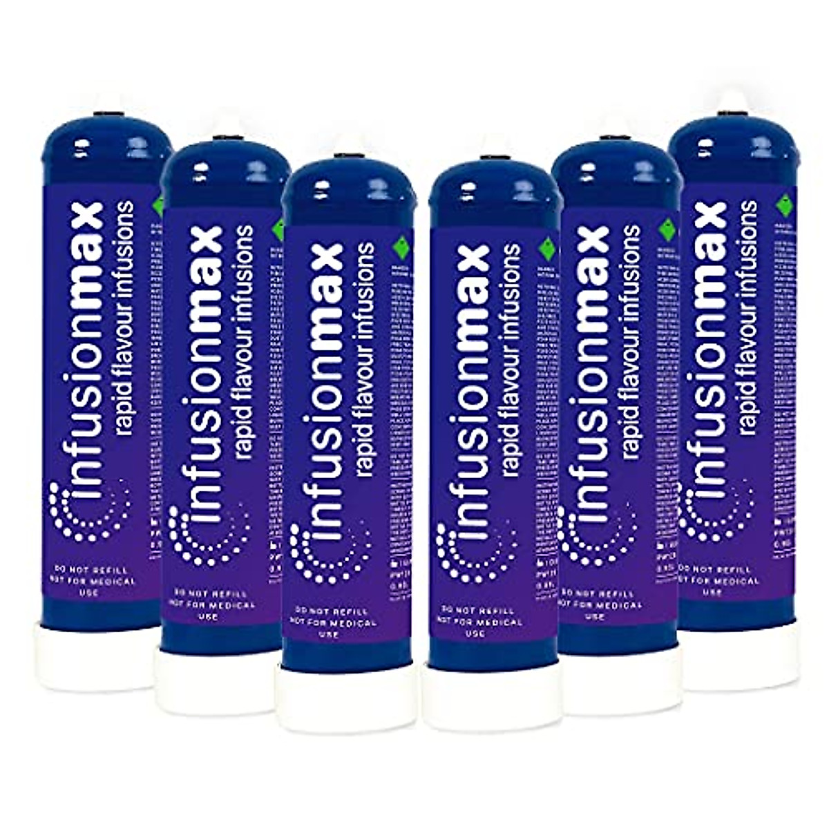 InfusionMax Whipped Cream Chargers - Pure Culinary Gas Whipped Cream Cylinder - 0.95 Liter (580 gram) Compatible with Standard Cream Whippers - 1 Carton (6 cylinders)