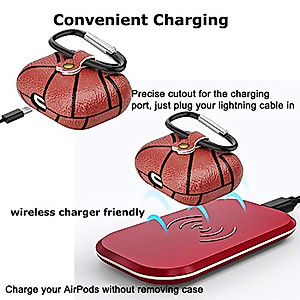 AirPods Pro Case, Takfox Airpod Pro Cases Cover PU Leather Protective Shock & Scratch-Resistant with Keychain [Front LED Visible] Headphone Case Skin for AirPods Pro Charging Case Series 3,Basketball