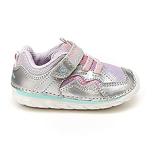Stride Rite baby girls Soft Motion Kylo Sneaker, Silver/Multi, 4.5 Wide Toddler US