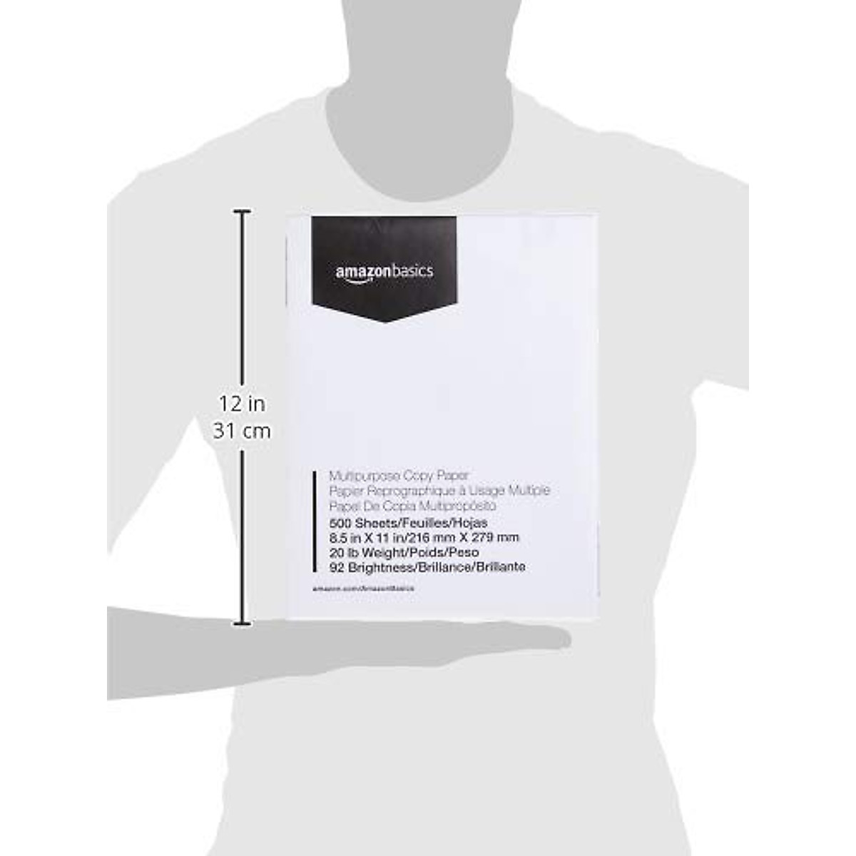 Amazon Basics Multipurpose Copy Printer Paper, 8.5 x 11 Inch 20Lb Paper - 1 Ream (500 Sheets), 92 GE Bright White