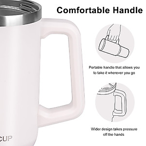 ABOTOCUP 40 oz Tumbler with Handle and Straw, Insulated Tumbler Water Bottle with 2-in-1 Straw and Sip Lid, Travel Coffee Mug Fits in Car Cup Holder, 1 Leak Proof Lid, Keep Cold 24h & Hot 12h