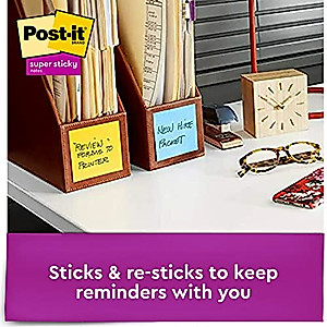 Post-it Super Sticky Pop-upNotes, 3x3 in, 6 Pads, 2x the Sticking Power, Playful Primaries, Primary Colors (Red, Yellow, Green, Blue, Purple), Recyclable (R330-6SSAN)