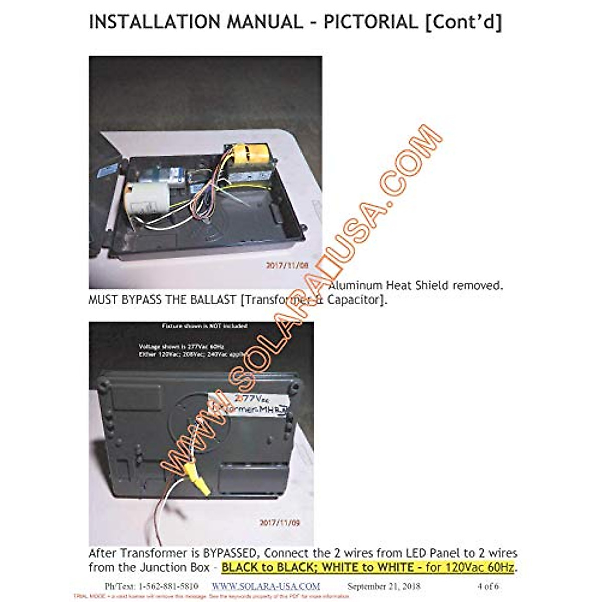 SOLARA-USA LED LIGHT FOR WALL PACK LIGHT FIXTURE - 277V 7000lumens 33Watts (277V - COOL WHITE [6000K])