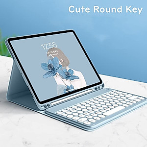 HENGHUI Keyboard Case for Galaxy Tab S6 Lite 10.4 inch Keyboard Case Cute Round Key Color Keyboard Wireless Detachable BT Keyboard Cover with S Pen Holder (Pink)