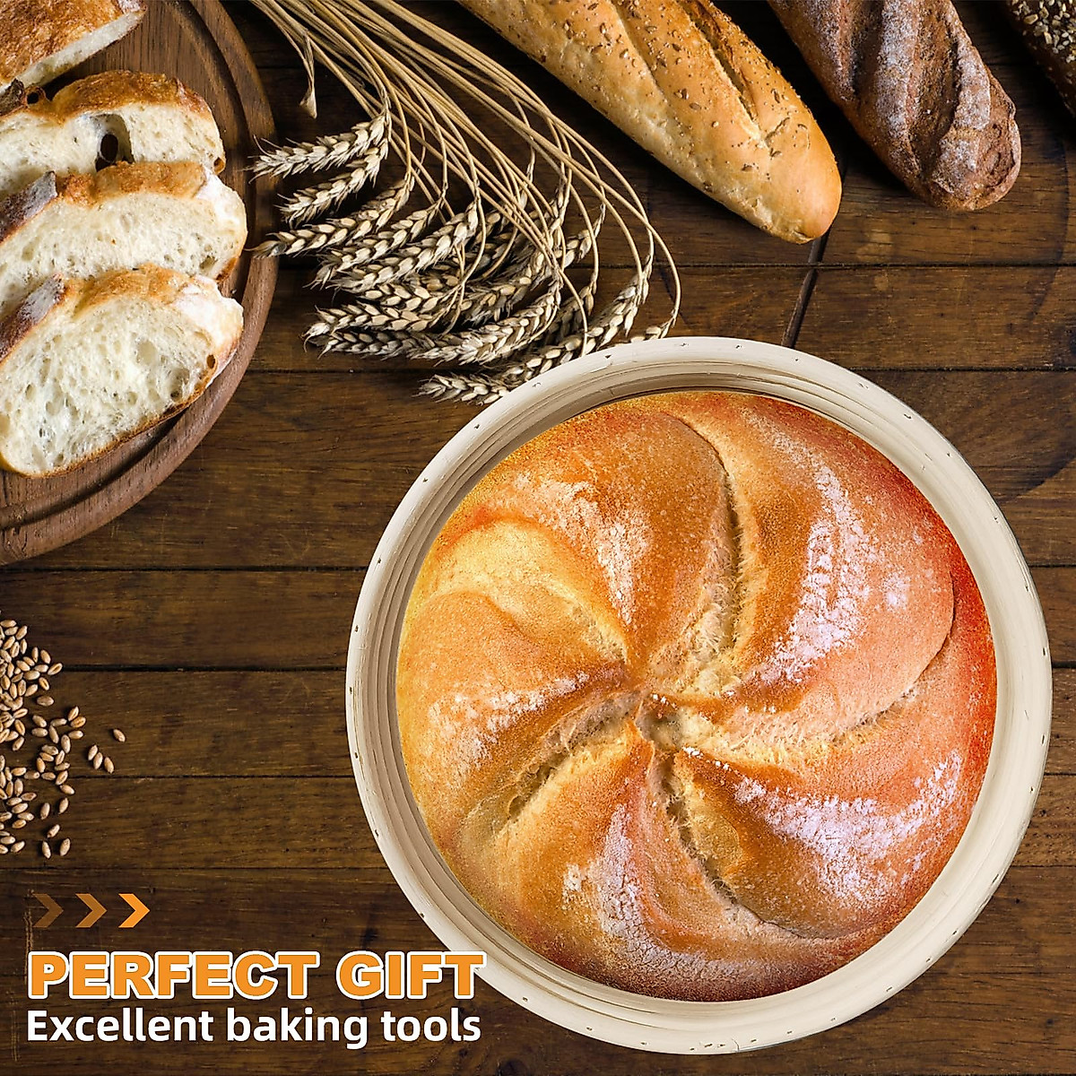 Proofing Baskets for Bread Baking, Round 9” Sourdough Starter Kit, Bannetons Bread Proofing Baskets, Sourdough Bread Baking Supplies