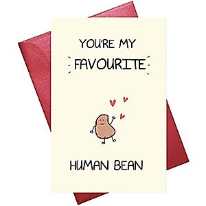 Funny Valentine's Day Card, Love Card, Anniversary Card for Boyfriend Girlfriend, Card for Husband Wife, Best Friend Card, Human Bean Card (5.3'' x 8'' folded)