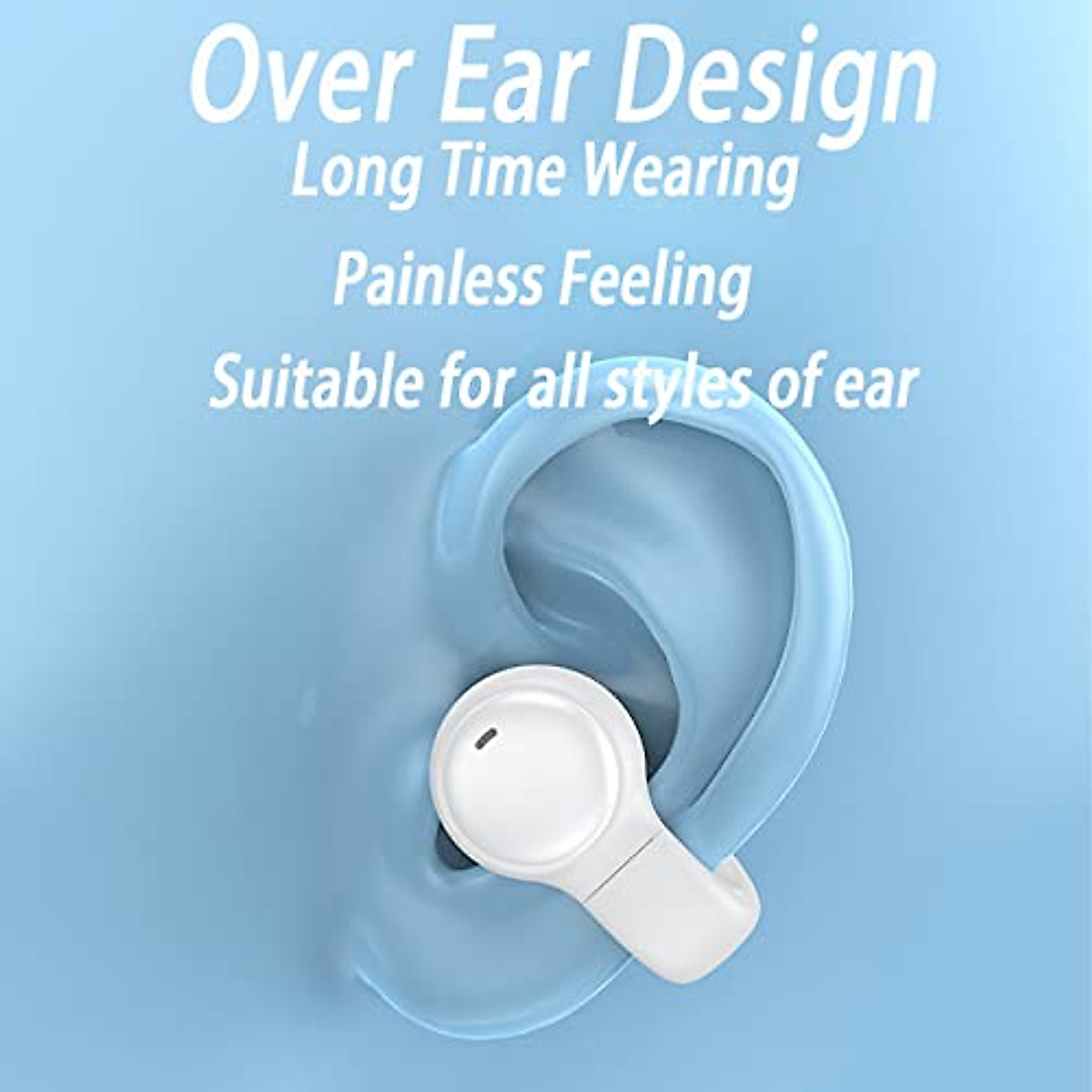 Wireless Ear Clip Earbuds Bluetooth Open Ear HiFi Stereo Sound Waterproof Bluetooth Bone Conduction Earbuds Long Battery Life for Cycling，Driving，Working