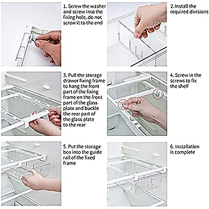 HOMEREFORM Pull-out Refrigerator Organizer Bins - Fridge Drawer Organizer with Handle, Refrigerator Shelf Holder Storage Box for Food Drinks, Fit for Fridge Shelf Under 0.6"