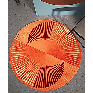 Burnt Orange Round Wool Soft Area Rug for Living Room Bedroom Circle Modern Abstract Carpet Under Dining Coffee Table Indoor No-Slip Plush Throw Nursery Rug Floor Runner Rug 7ft
