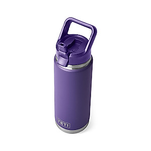 YETI Rambler 26 oz Bottle, Vacuum Insulated, Stainless Steel with Color Matching Straw Cap, Peak Purple