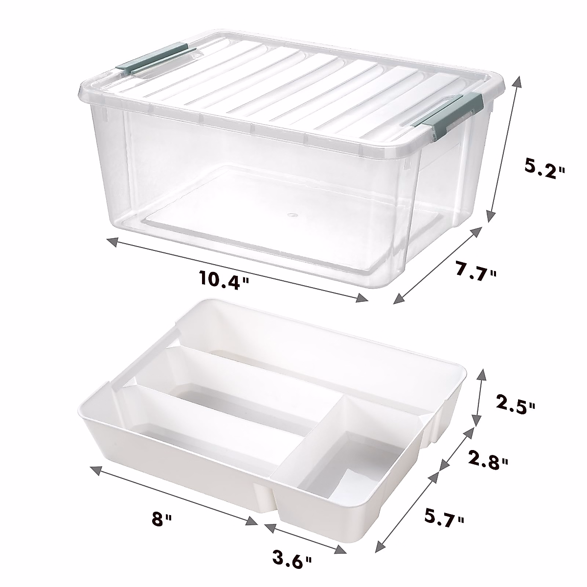 BEYGORM Plastic Storage Box with Removable Tray Caddy, Clear Art Supply Craft Organizers and Storage Bin, Playroom Container Organizer with Lid for Lego, Bead, Crayon, Tool, Sewing, Playdoh, Toy