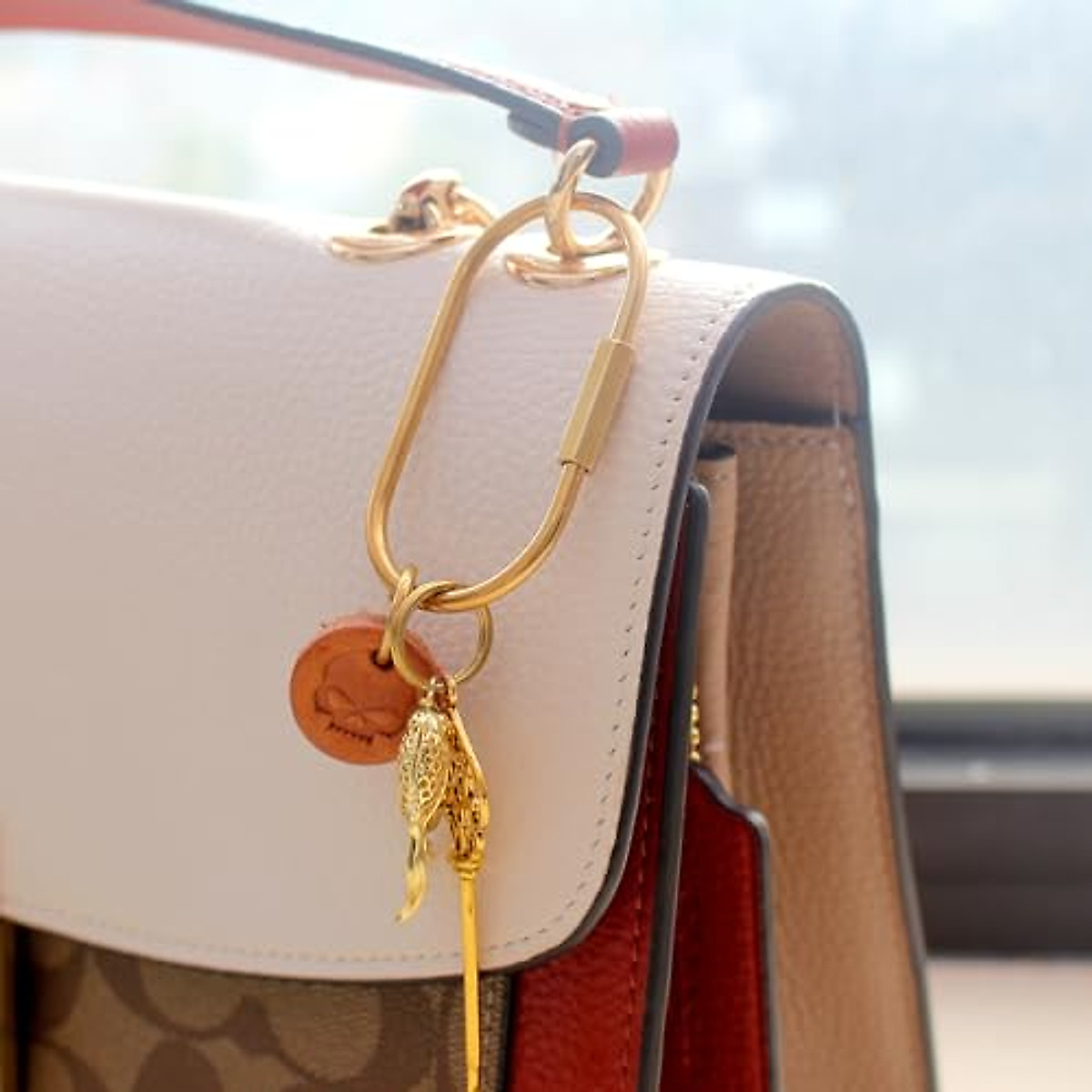 CMVFYL Brass Screw Lock Keychain-Simple Style Heavy Duty Car Key Organizer, Universal Key Fob Holder for Men Women, Gold