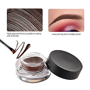4D Hair Stroke Brow Stamp Brush Set Eyebrow Hair Stroke Brush with Eyebrow Cream Multifunction Ultra-thin Angled Realistic Eyebrow Brush Makeup Kit(Black)