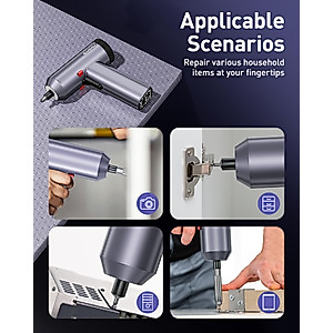 Electric Cordless Screwdriver with LED Display, 6 Torque Small Power Screwdriver, 30 Magnetic Bits, LED Light, 2200mAh USB Rechargeable Lithium-ion Battery for Home, Office, Apartment Repair - Purple