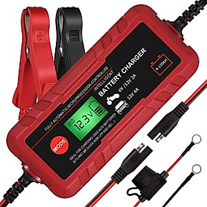 Sailnovo 4A Smart Car Battery Charger, 6V 12V Automotive Charger Maintainer Fully Automatic 8-Stages Trickle Charger for Automotive Motorcycle Car Battery, Portable 4A Car Battery Charger 6V 12V