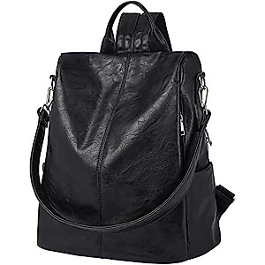 FOXLOVER Backpack Purse for Women Ladies Convertible Travel Fashion College Anti-theft Satchel Bag (Black)