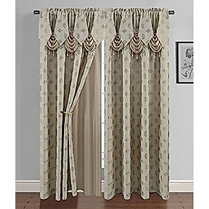 Glory Rugs 2pc Curtain Set with Panel Attached Valance and Backing 55"X84" Each Ragad Collection