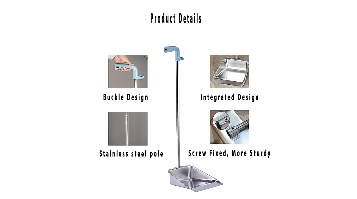 YONILL Heavy Duty Dust Pans – Long Handle & Durable