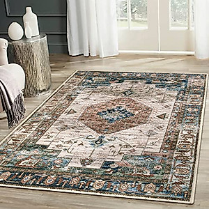 Collive Indoor Door Mat Retro Floor Mat, Non Slip Washable Doormat Large Size Quickly Absorb Welcome Mats Low-Pile Front Door Rug Inside Entryway Carpet for Entrance - 36" x 59"