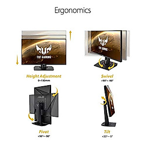 ASUS TUF Gaming VG259QM 24.5” Monitor, 1080P Full HD (1920 x 1080), Fast IPS, 280Hz, G-SYNC Compatible, Extreme Low Motion Blur Sync,1ms, DisplayHDR 400, Eye Care, DisplayPort HDMI BLACK