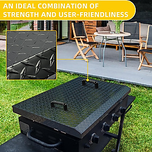 HECASA Griddle Hard Top Lid Black Grill Cover with Handle Outdoor Home BBQ Hood for 36" Front or Rear Grease Griddle 36 Inch