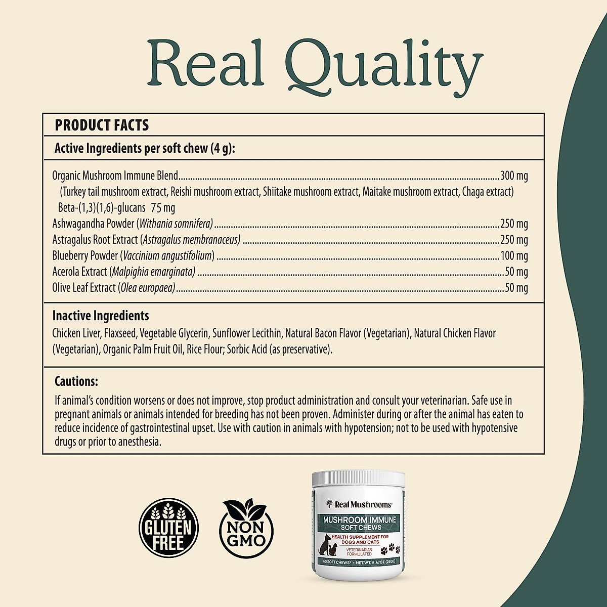 Mushroom Immune Support Pet Chews (60ct) Treats for Dogs – Immune Booster Supplements for Pets with Ashwagandha, Astragalus, Blueberry, Olive Leaf, Acerola &Gut Health for Dogs and Cats