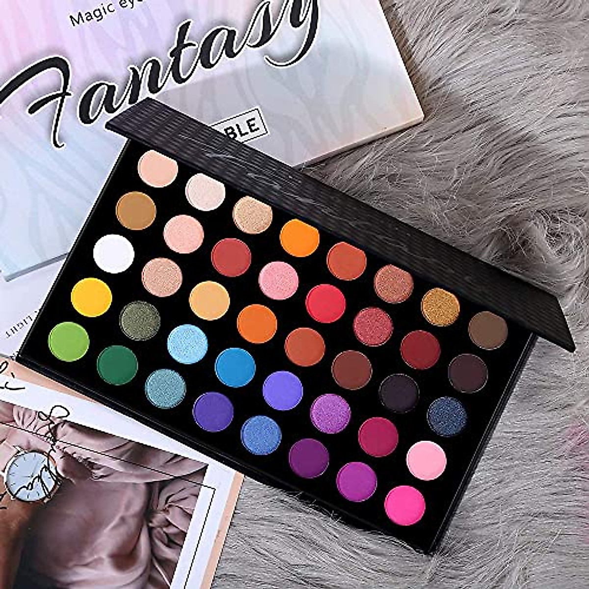 CHARMCODE 40 Colors High Pigmented Shimmer Matte Eyeshadow Makeup Palette Full Spectrum Artist Glitter Metallic Waterproof Creamy Blendable Eye Shadow Cosmetics (Color 1)