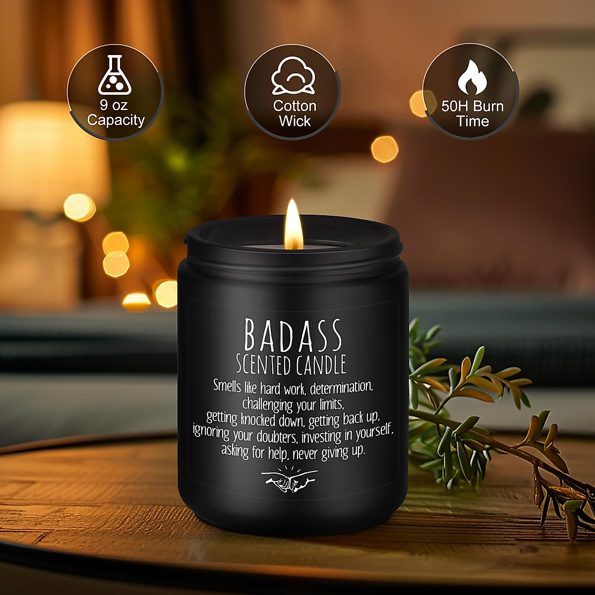 LEADO Badass Candle, Congratulations Gifts, Inspirational Gifts for Women, Men, Boss Gifts, New Job, Promotion, Sobriety Gifts - Funny Graduation, Proud of You, Sober, Christmas Birthday Gifts
