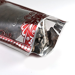 100PCS Matte Red & Silver Border Royal Crown Flower Design Stand-Up Zip Seal Bags 10x15cm (3.9x5.9")