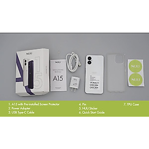 NUU A15 Cell Phone 4GB + 128GB, Compatible with Mint, Metro, T-Mobile, Qlink and More, Perfect for Teenagers, Dual SIM 4G, Octa-Core Helio G36 2.2GHz 6.5" HD+, Android 13, White, US Warranty